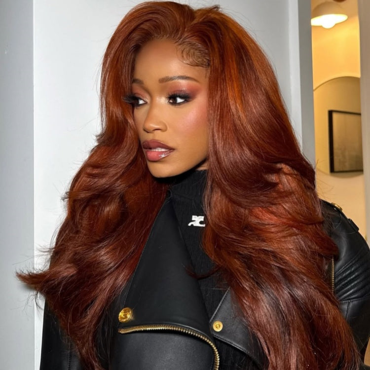Body Wave Ginger Color Human Hair Wig HD Lace Front Wig With Bangs For