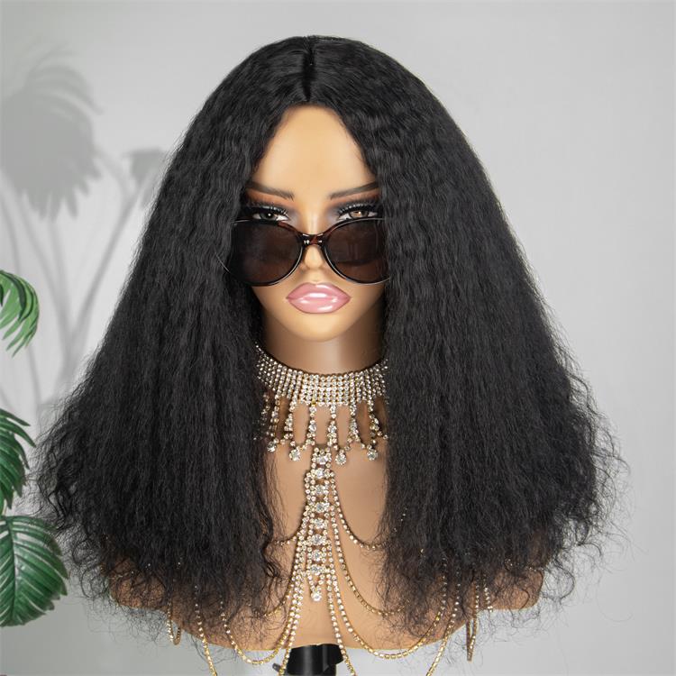 Full And Thick Kinky Straight Curls Wave Wig V Part Wig Glueless Human